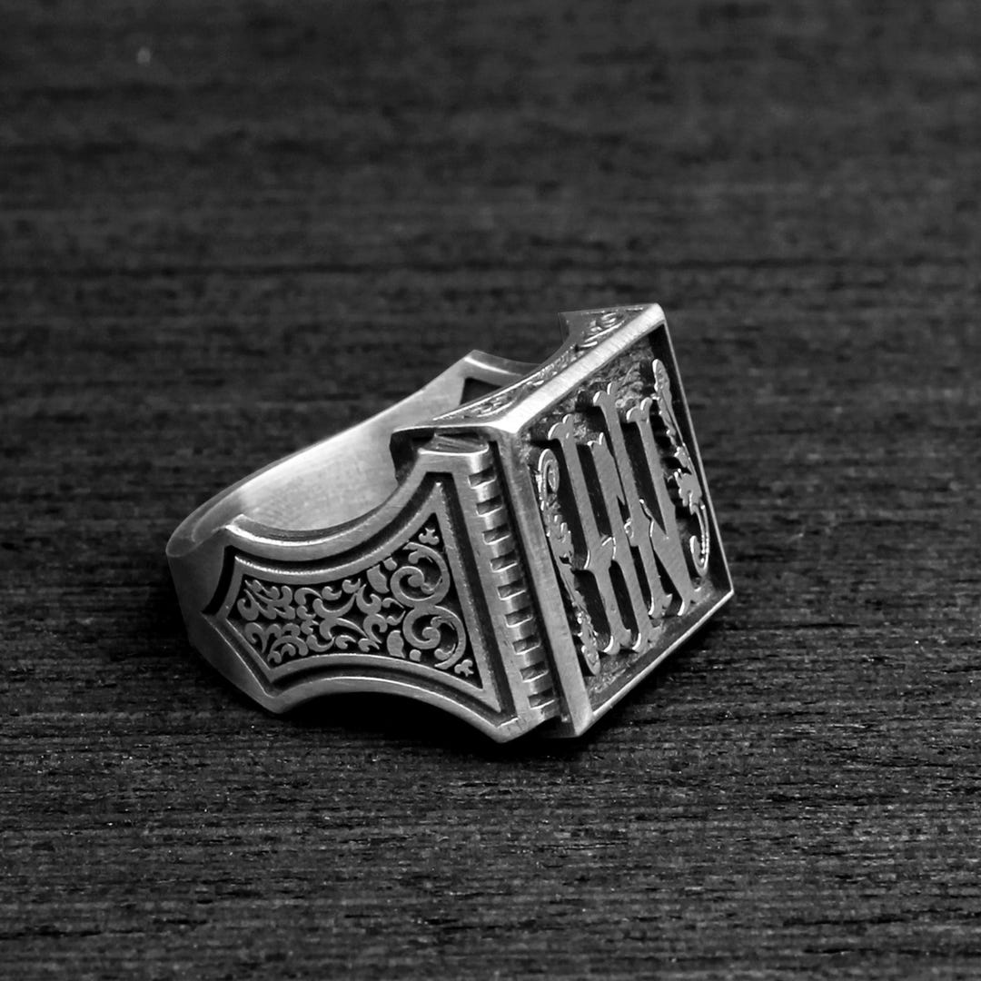 Handmade Personalized Men's Silver Ring - Custom Engraved Metal Jewelry ...