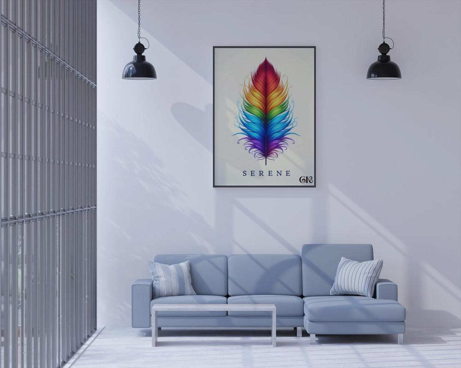 Vibrant Spectrum Feather Art Serene Elegance A Touch of Color and ...