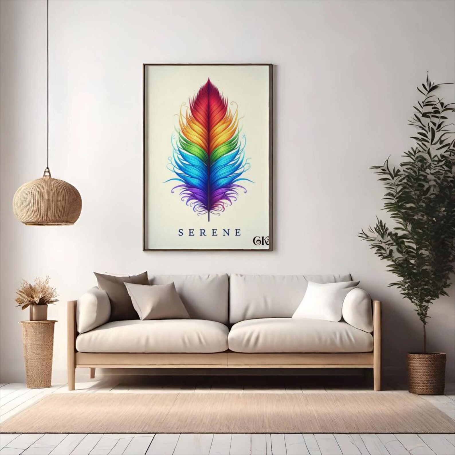 Vibrant Spectrum Feather Art Serene Elegance A Touch of Color and ...