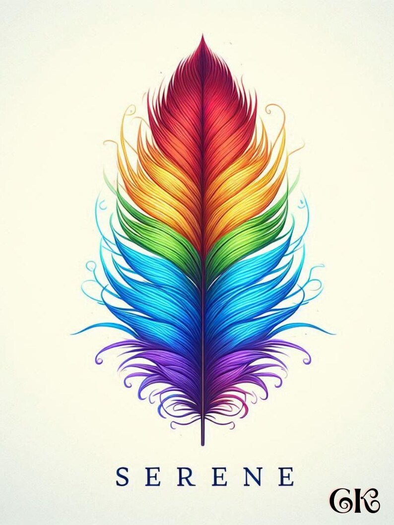 Vibrant Spectrum Feather Art Serene Elegance - A Touch of Color and ...