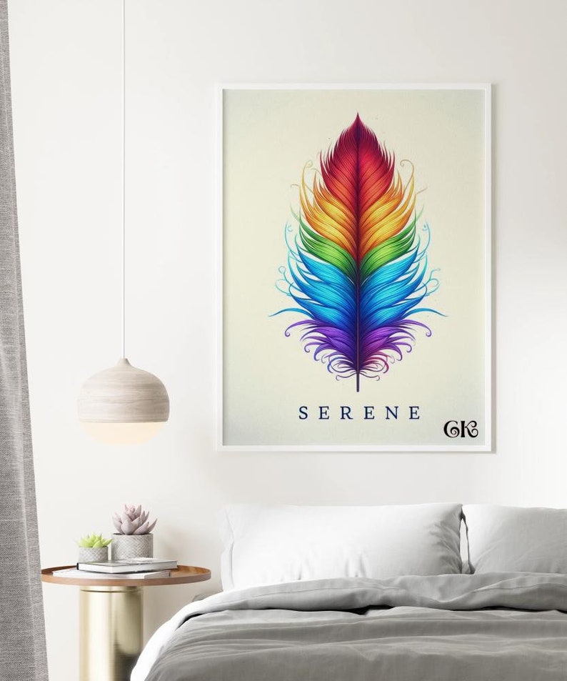 Vibrant Spectrum Feather Art Serene Elegance A Touch of Color and ...