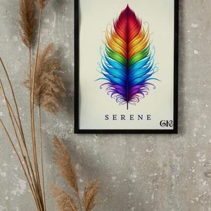 Vibrant Spectrum Feather Art Serene Elegance - A Touch of Color and ...