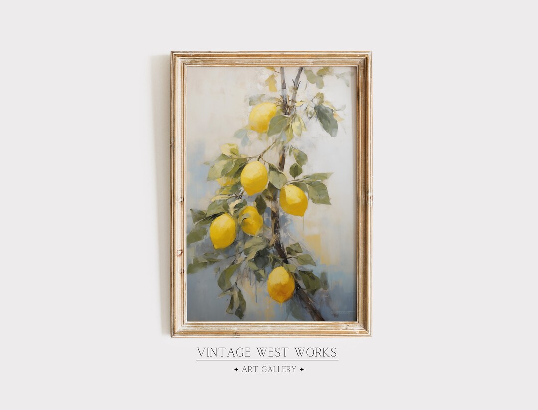 Vintage Lemon Tree Branch Art Print | Traditional Fruit Tree Wall Decor ...