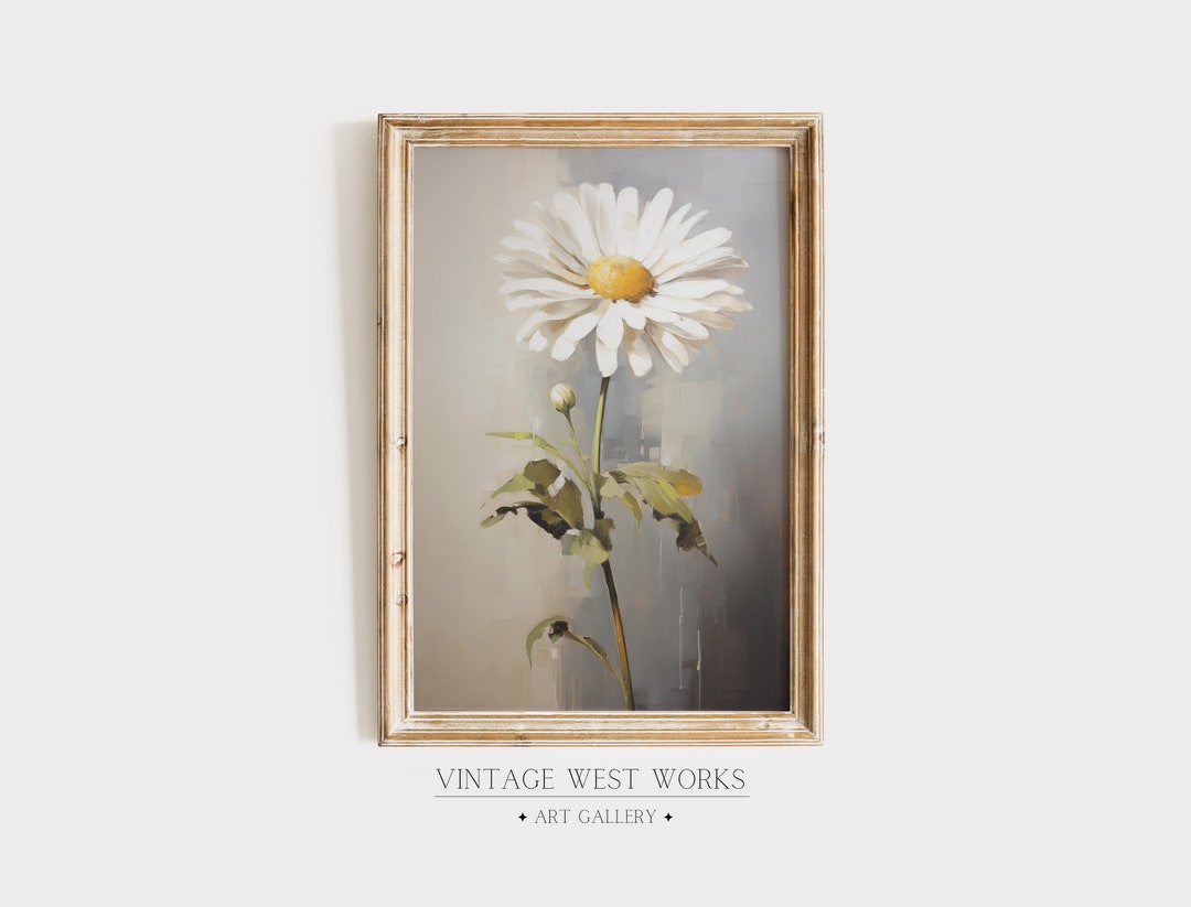 Vintage Daisy Flower Close up Art Print | Traditional Flower House Wall ...