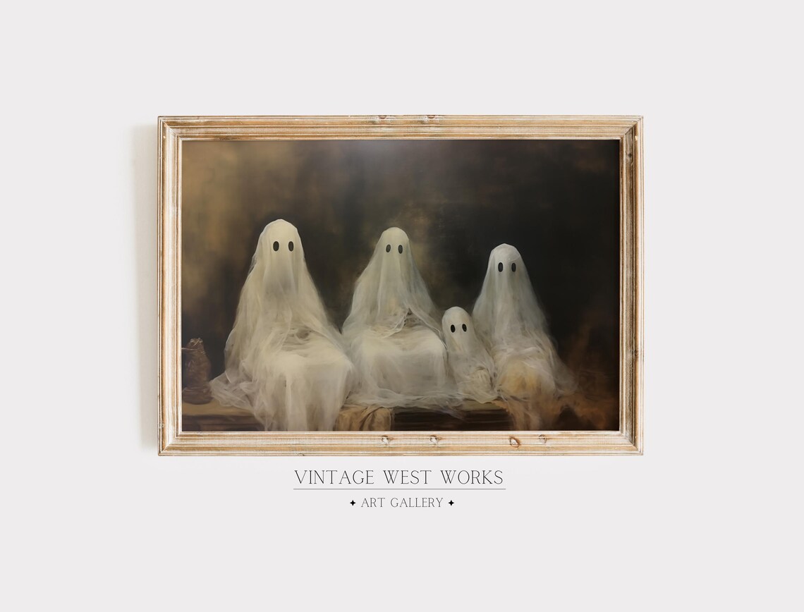 Vintage Ghost Family Portrait Oil Painting | Spooky Dark Tone Family of ...