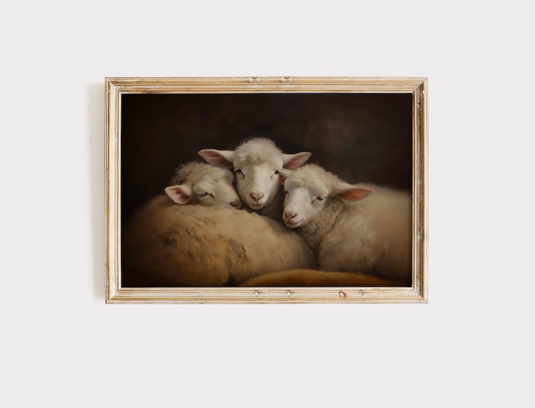 Baroque Wildlife Three Sheep Art Print Vintage European Realism Lamb ...