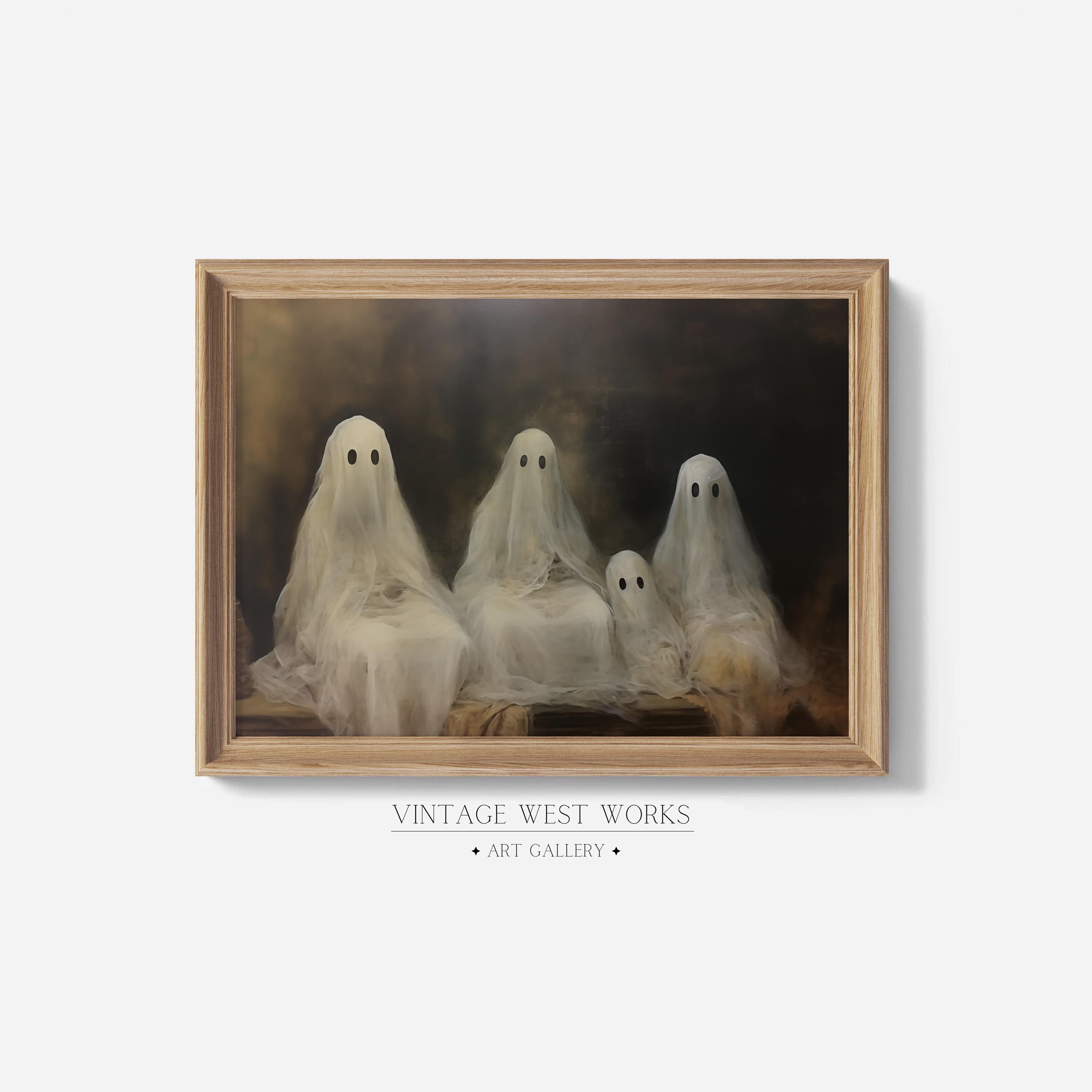 Vintage Ghost Family Portrait Oil Painting | Spooky Dark Tone Family of ...