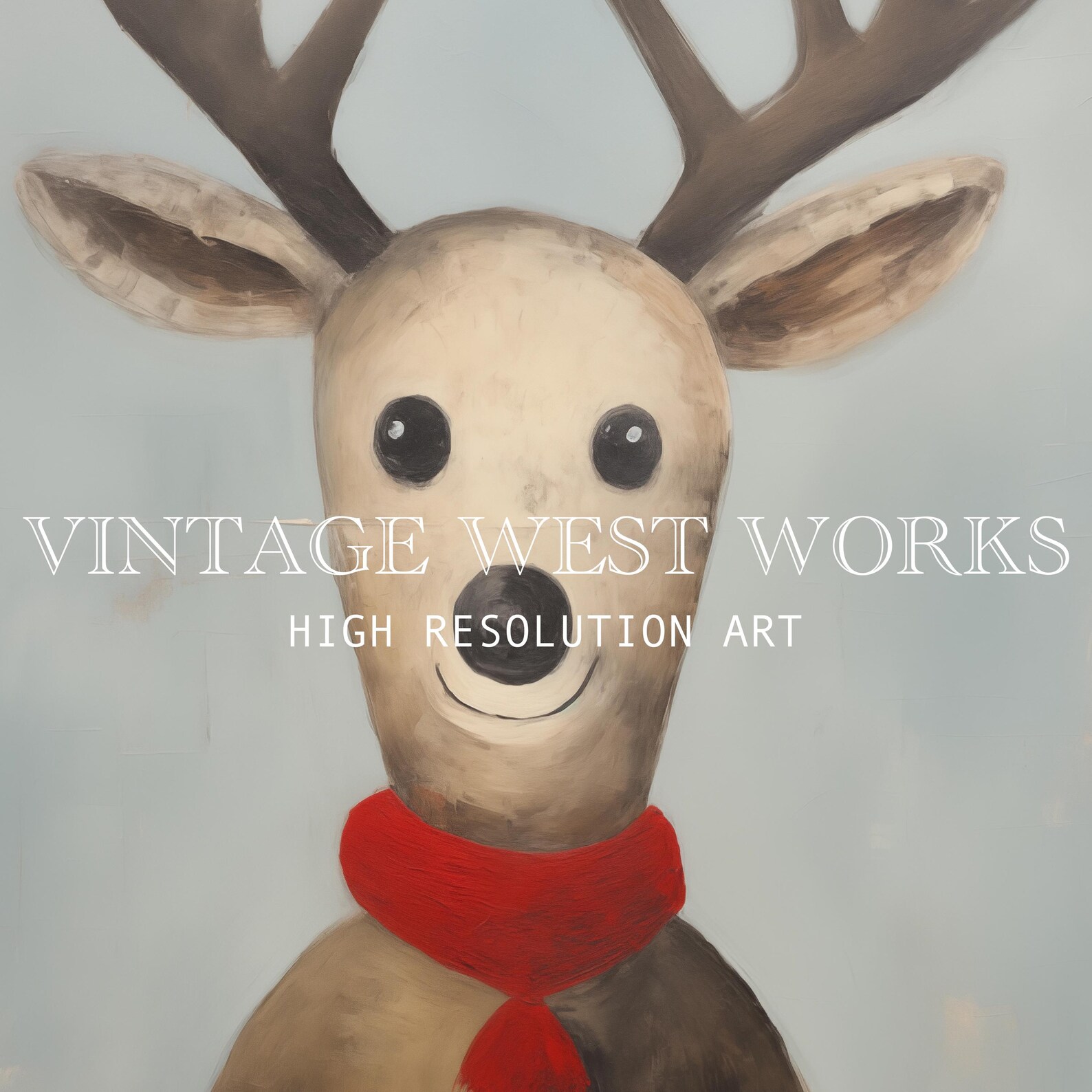 Cute Christmas Reindeer Portrait Wall Art | Set of 2 Christmas Prints ...