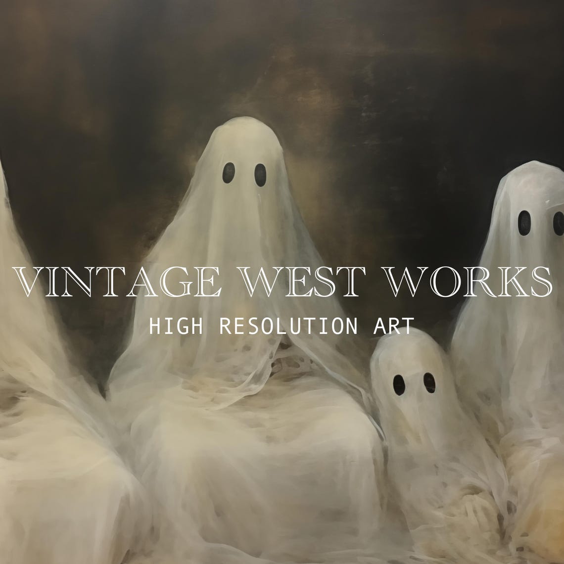 Vintage Ghost Family Portrait Oil Painting | Spooky Dark Tone Family of ...