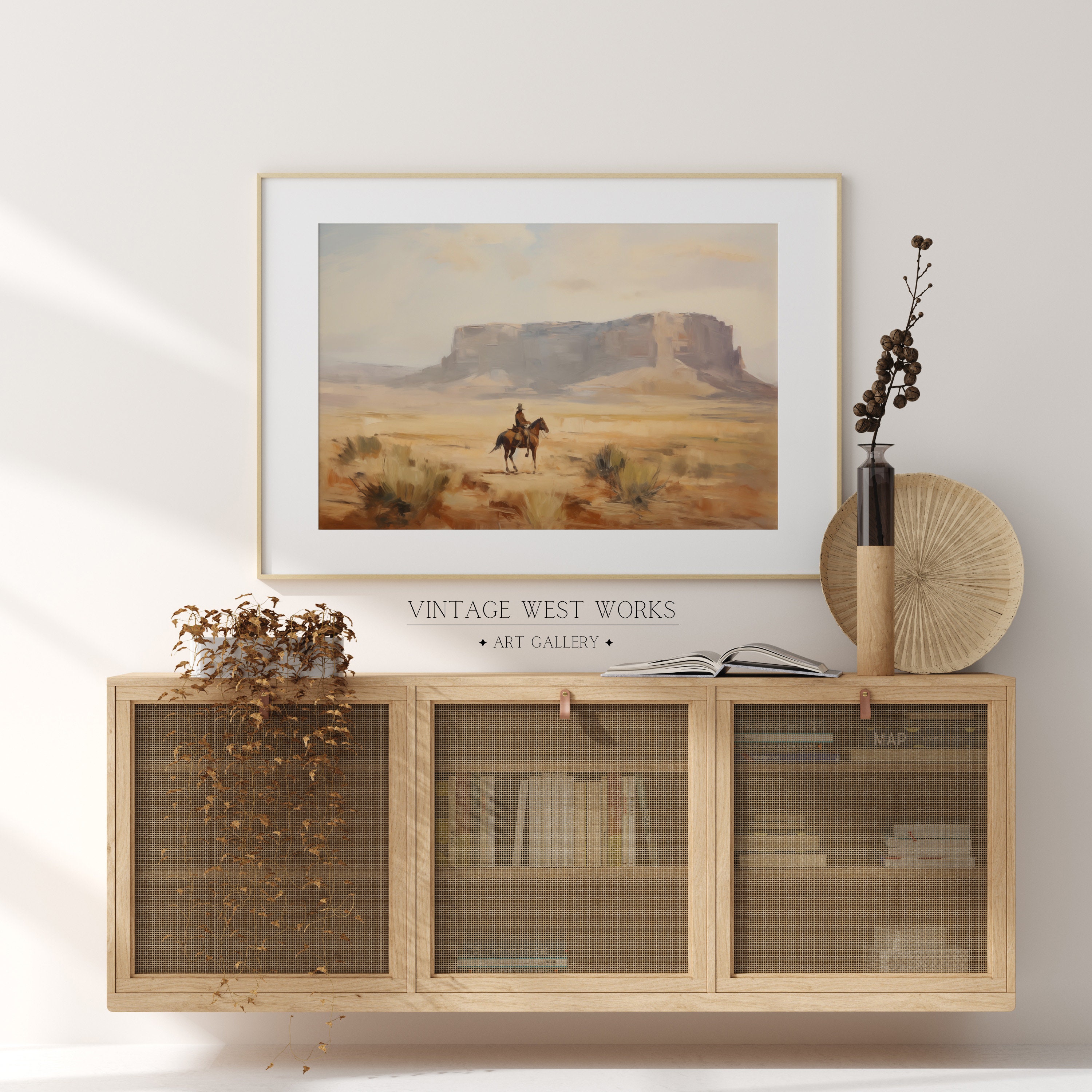 Vintage Old West Cowboy Art Print | Classic Western Landscape Oil ...
