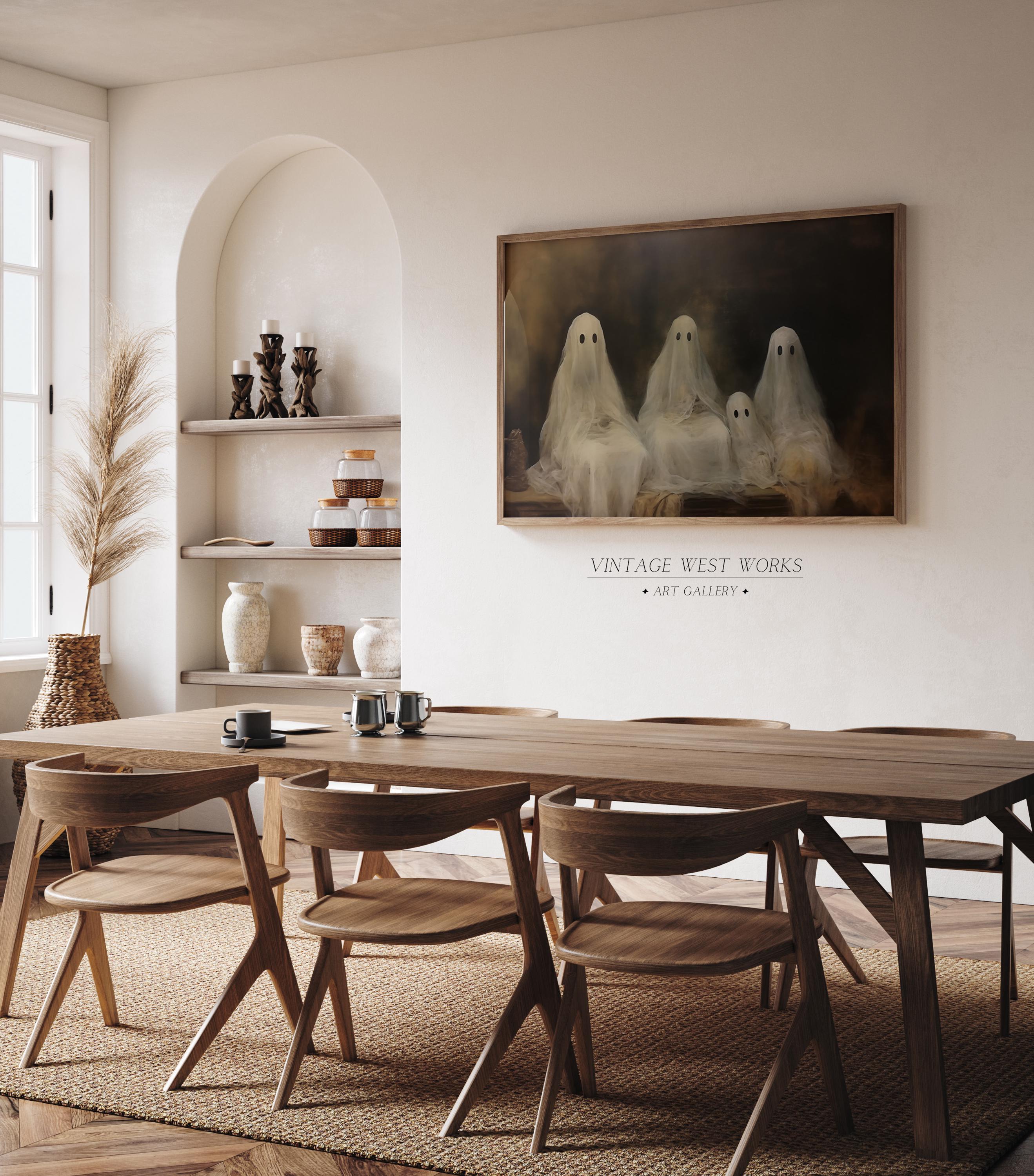 Vintage Ghost Family Portrait Oil Painting | Spooky Dark Tone Family of ...