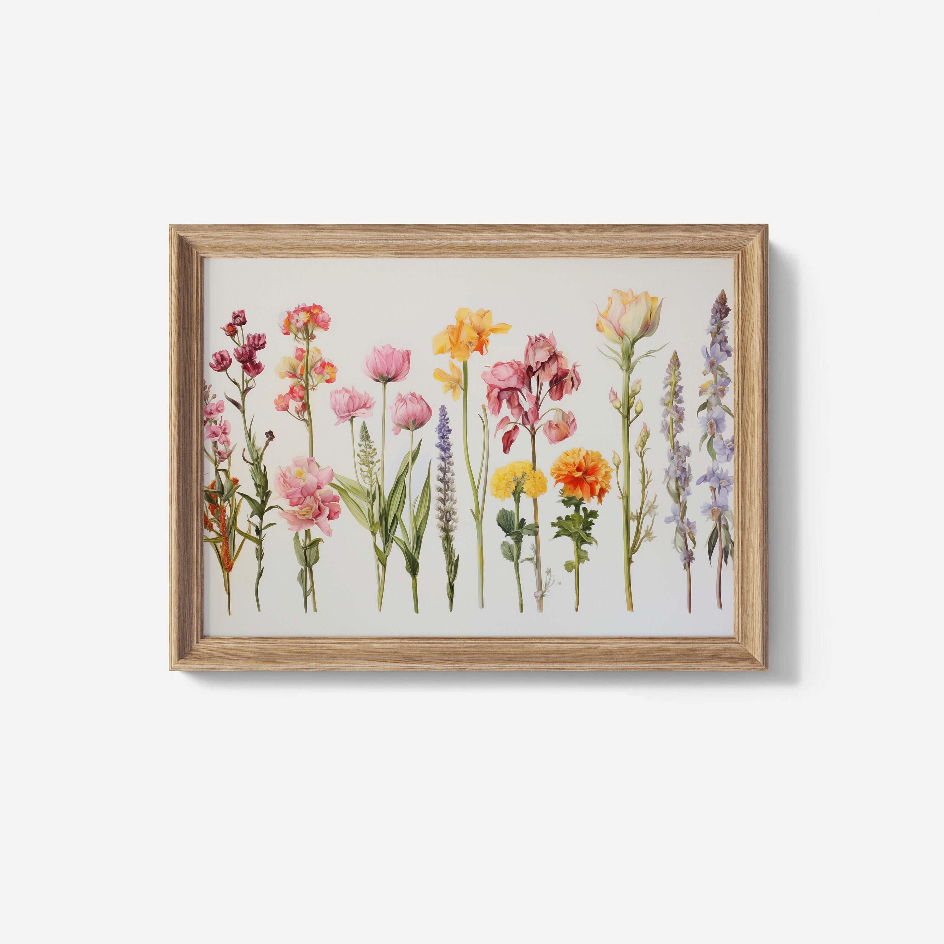 Traditional Floral Chart Poster Wall Art Wildflowers Diagram Art Print ...