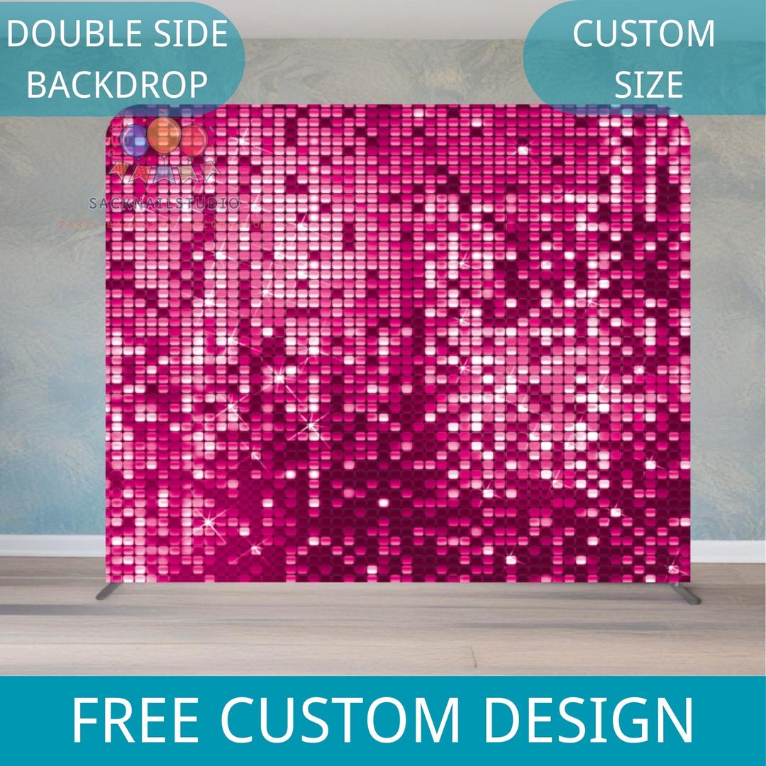 Hot Pink Shimmer Sequin Photo Booth Pillow Cover Backdrop Banner ...