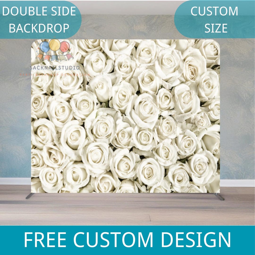 White Floral Photo Booth Pillowcase Backdrop Flower Square Fabric ...