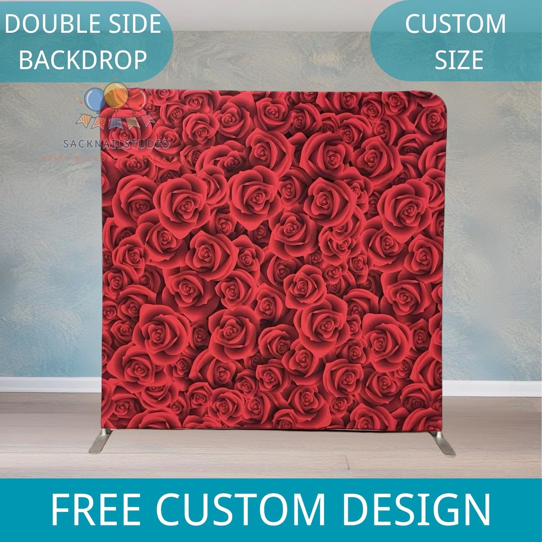 Red Rose Floar Photo Booth Pillowcase Backdrop Banner Trade Show ...
