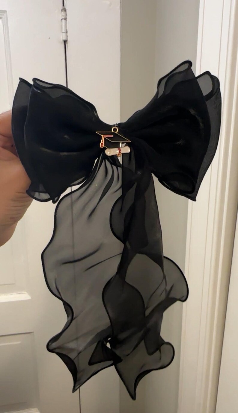 Organza Black Graduation Bow | Graduation Gift for Her | Class of 2025 ...