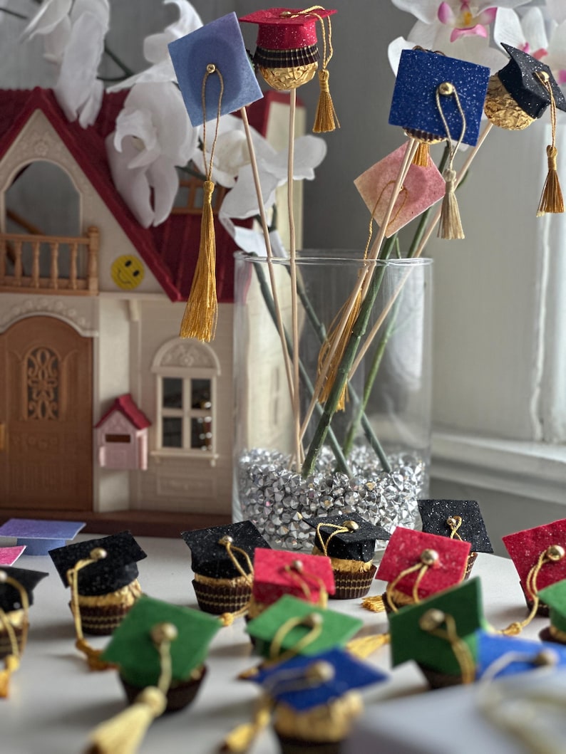 Graduation Cap Toppers 2025 • Mini Grad Caps • Ferrero Rocher Favor ...