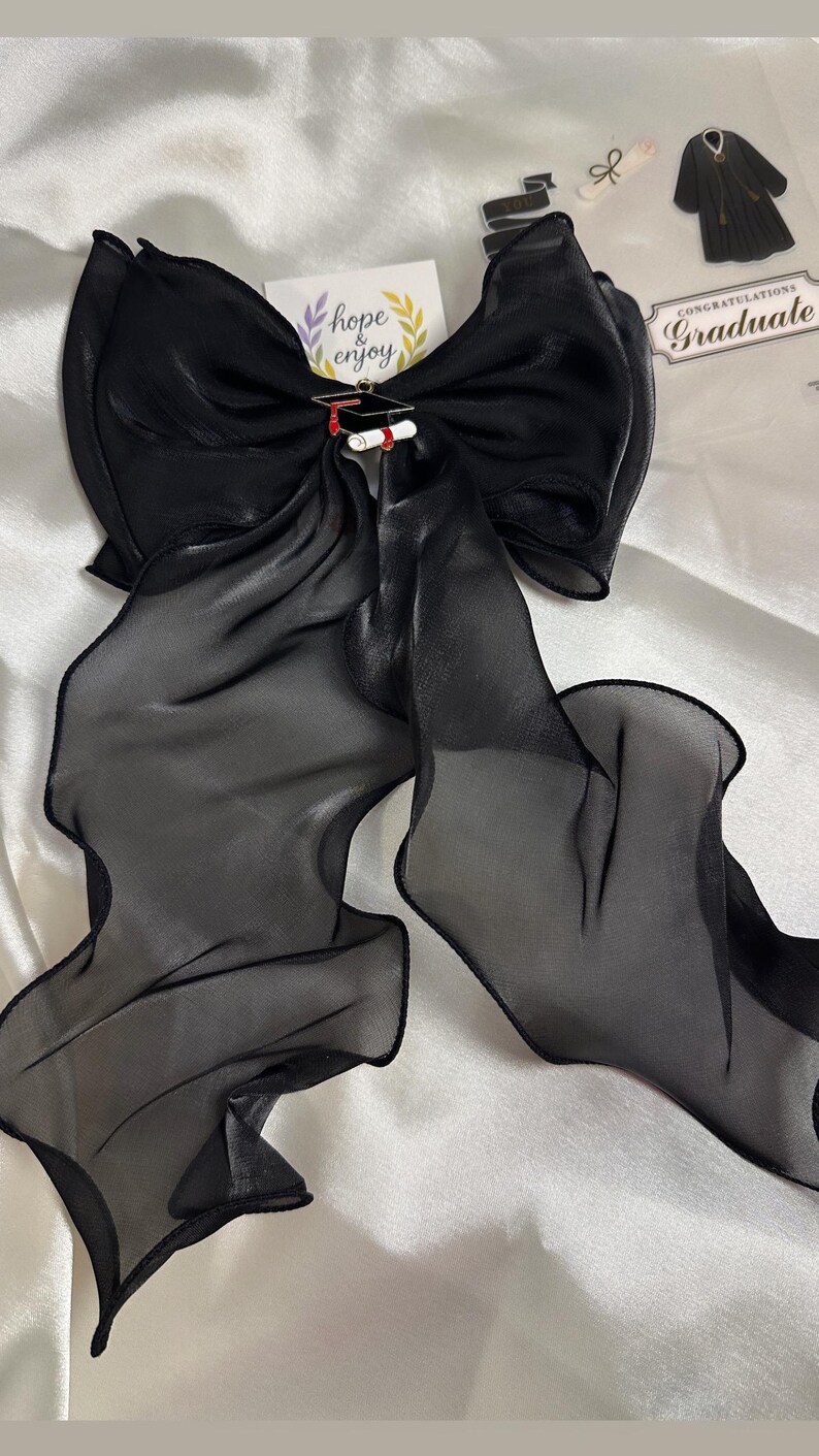 Organza Black Graduation Bow | Graduation Gift for Her | Class of 2025 ...