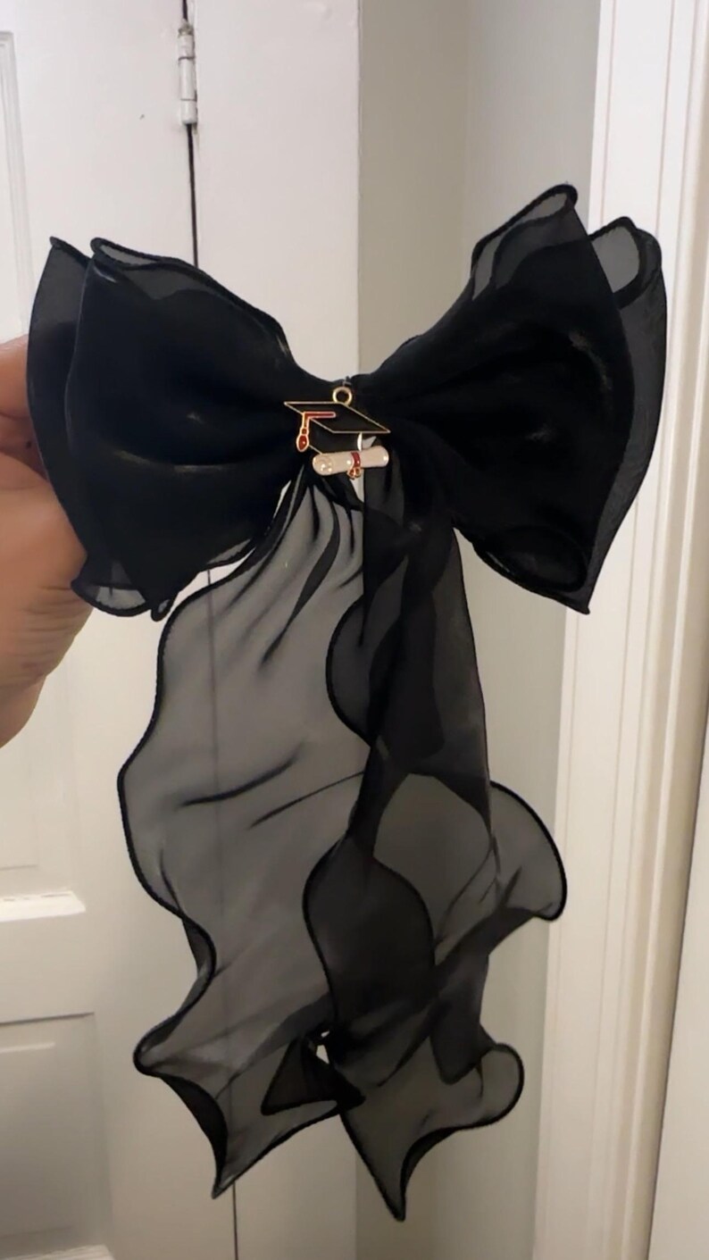 Organza Black Graduation Bow | Graduation Gift for Her | Class of 2025 ...