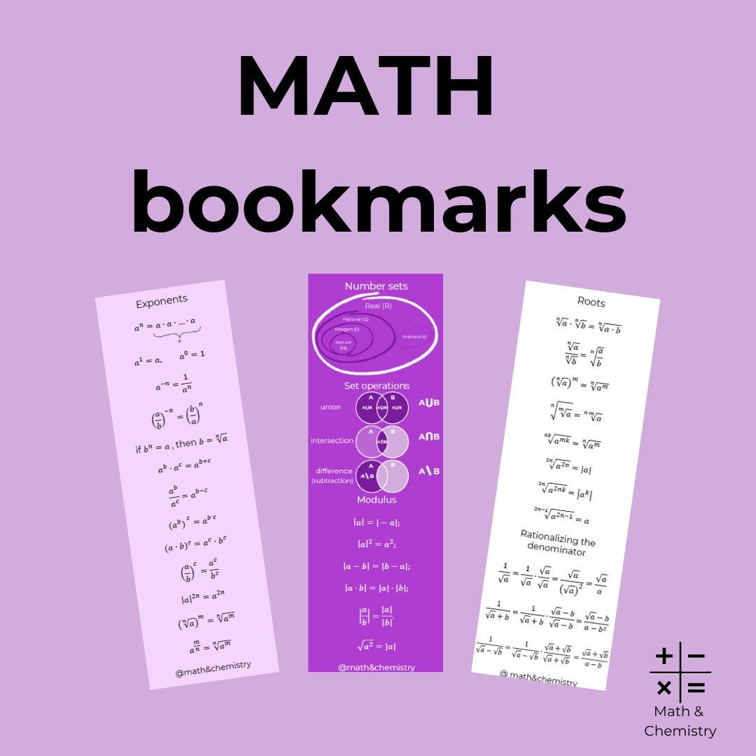 Printable Math Bookmarks - Rules of Exponents, Roots, Logarithms ...