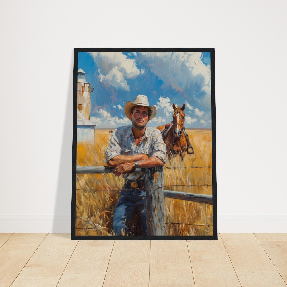 Cowboy Oil Painting Poster, Wall Art, Home Decor, Howdy, Horse, Cowboy ...