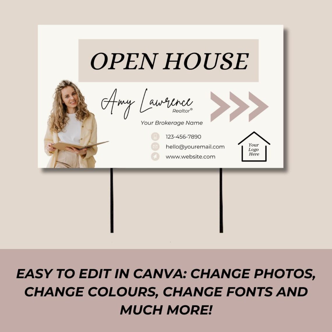 Real Estate Open House Directional Sign Canva Template | Real Estate ...