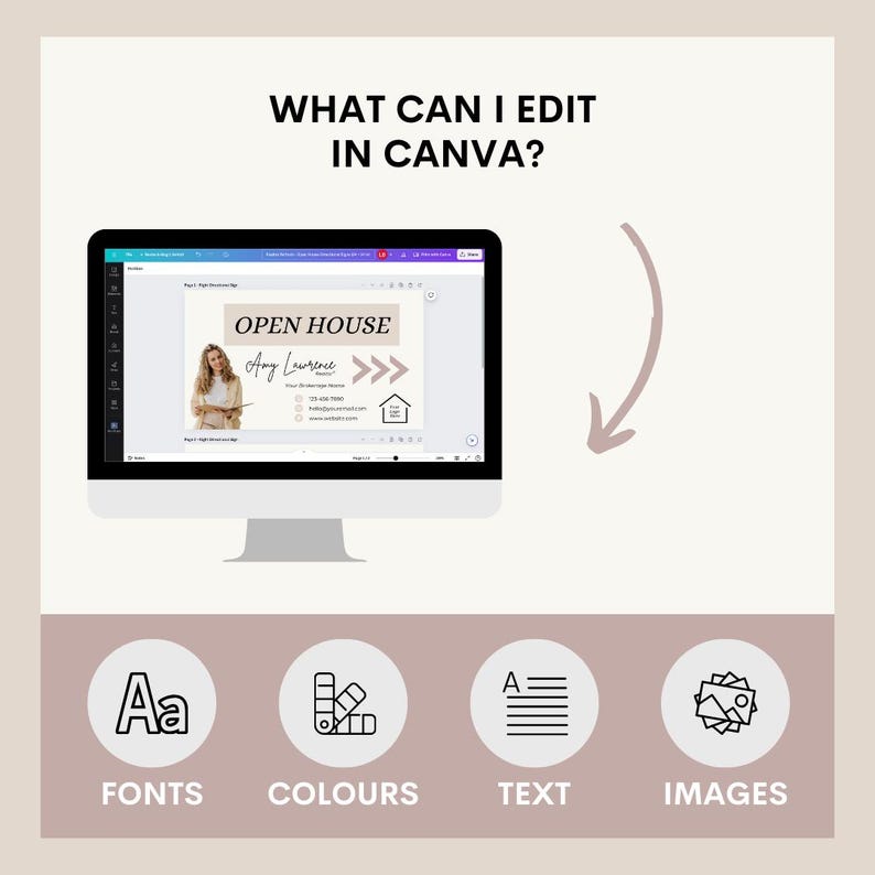 Real Estate Open House Directional Sign Canva Template | Real Estate ...