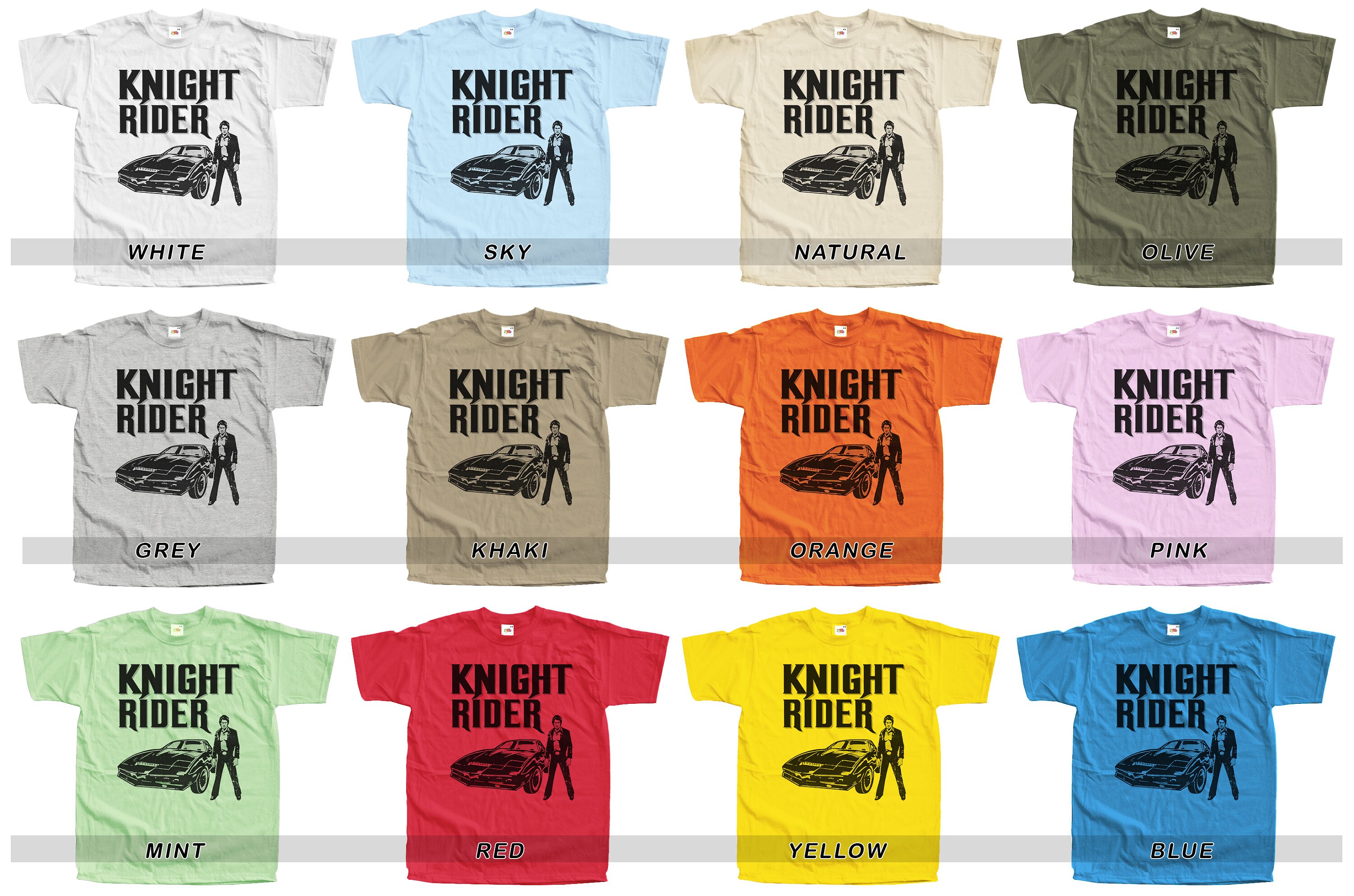 Knight Rider V4 Poster Movie Classic Vintage T Shirt 12 Colors Men's ...