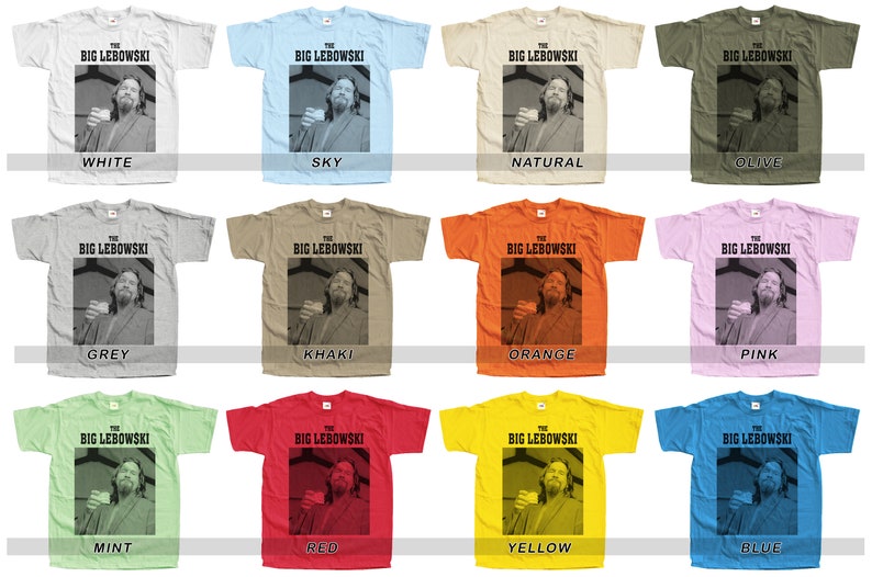 The Big Lebowski V1 Poster Movie Classic Vintage T Shirt 12 Colors Men ...