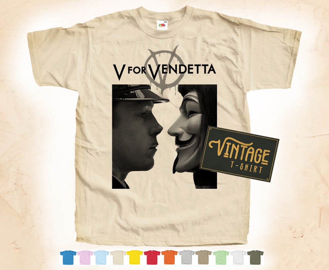 V for Vendetta V2 Poster Movie Classic Vintage T Shirt 12 Colors Men's ...