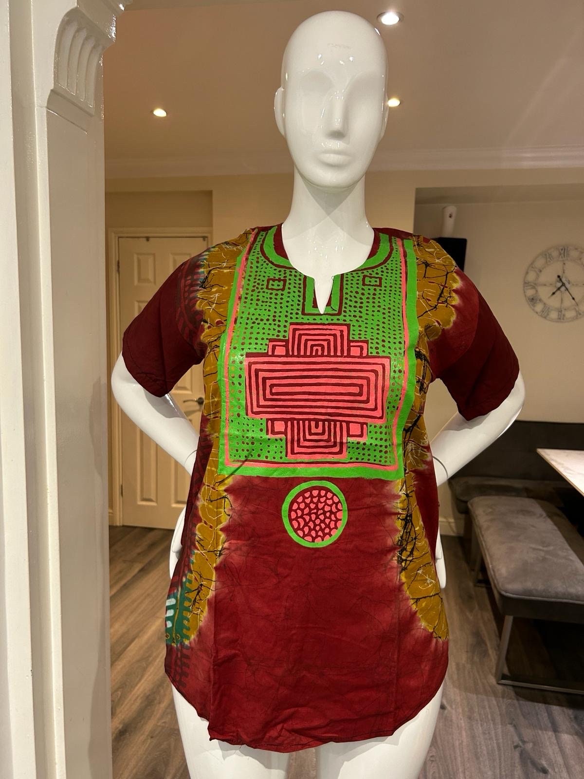 Adire Screen Print Boubou Bubu Nigerian African Gown Dress Red - Etsy UK