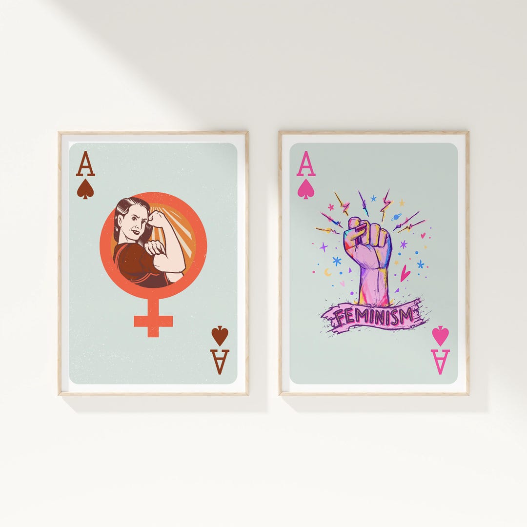 Feminist Pink Guest Check Wall Art Print Woman Empowerment Decor ...
