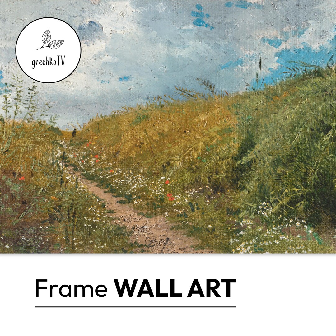 Vintage Wildflower Field Print Retro Floral Landscape Art Rustic ...