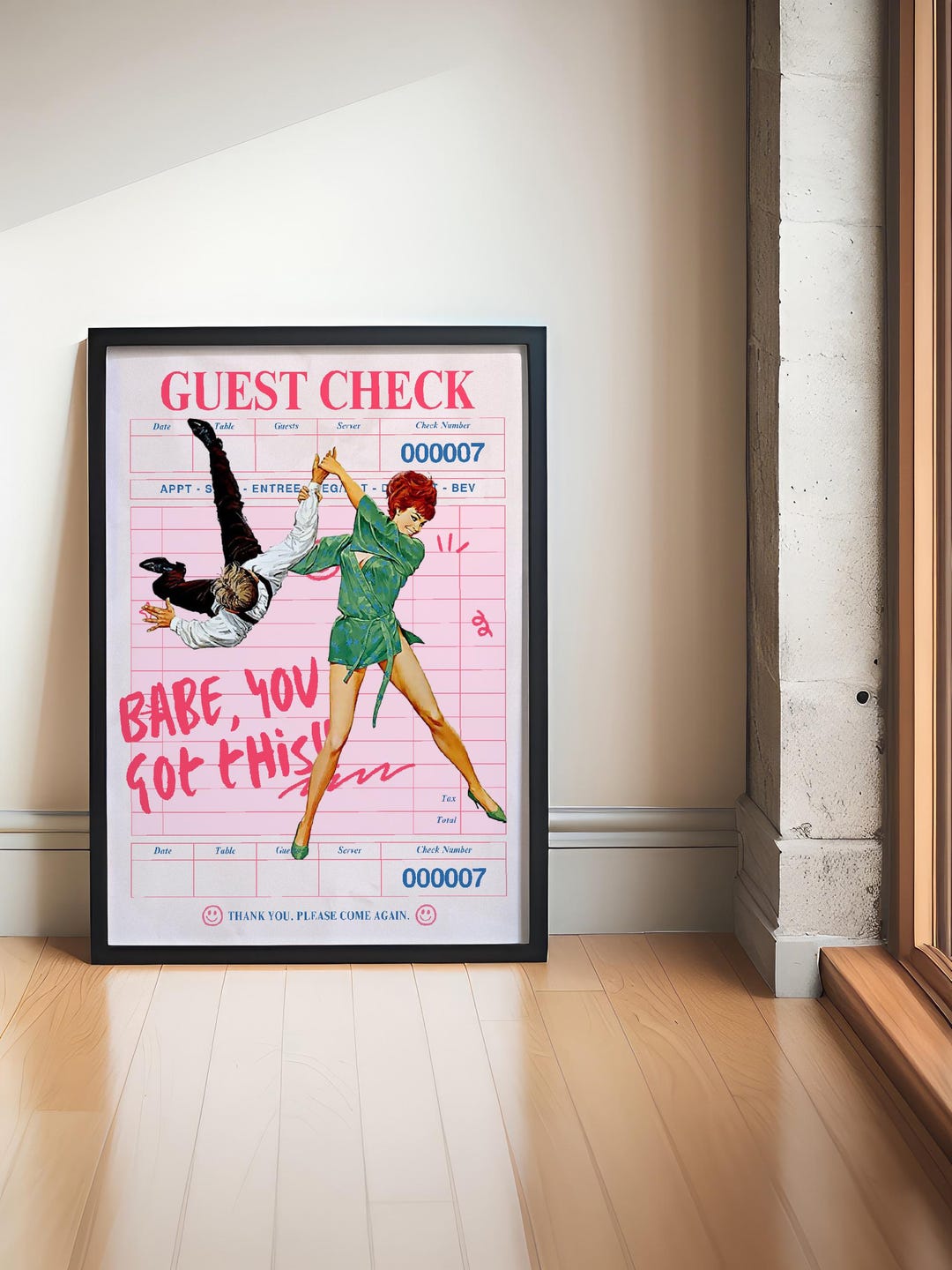 Feminist Pink Guest Check Wall Art Print Woman Empowerment Decor ...