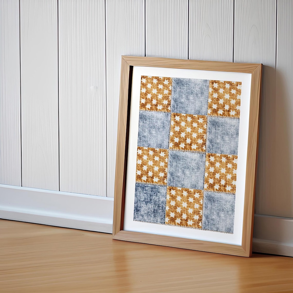 Japanese Star Pattern Wall Art – Boro Style Textile Embroidery, Sashiko ...