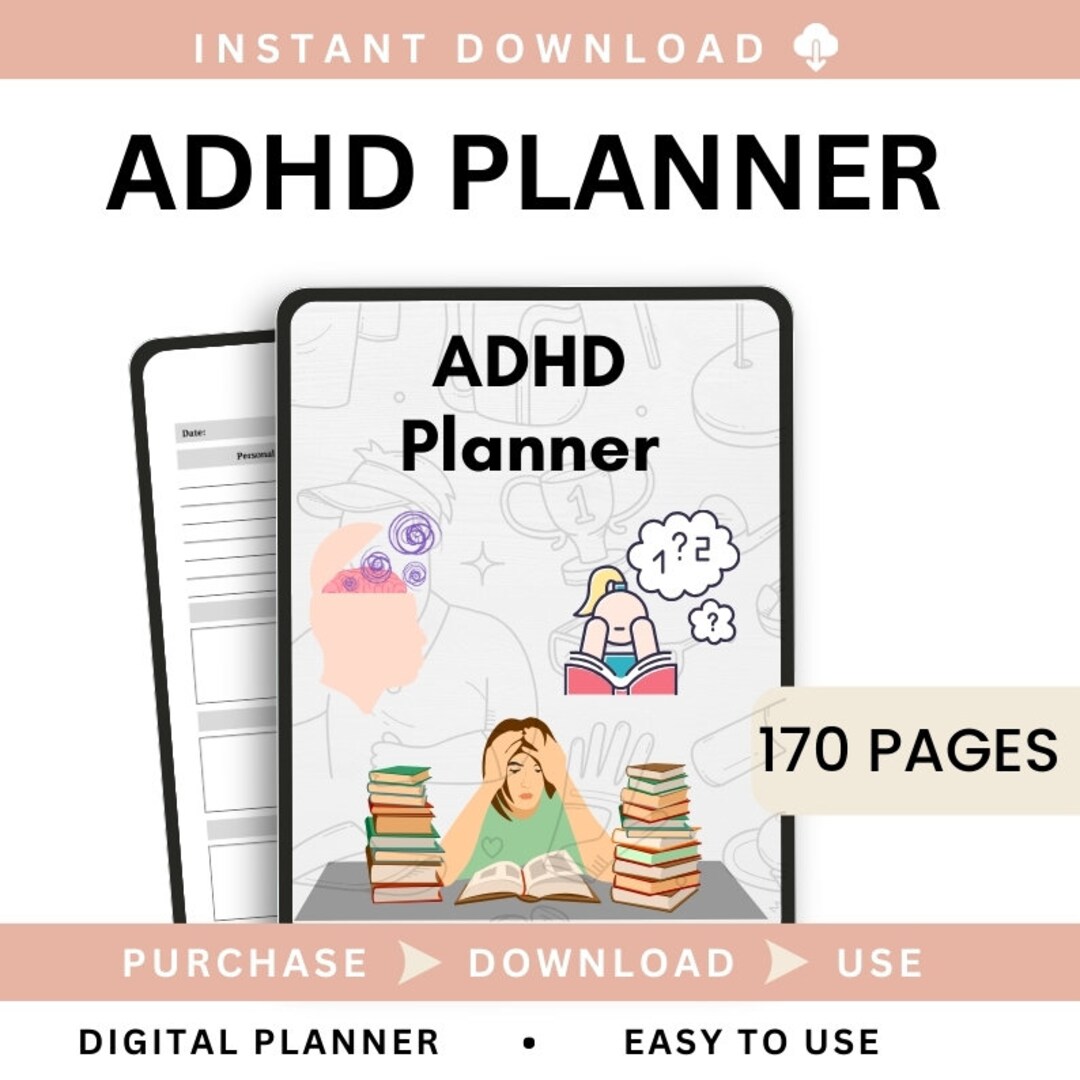 ADHD Planner / Digital Planner / Self Care & Habit Tracker / Medication ...