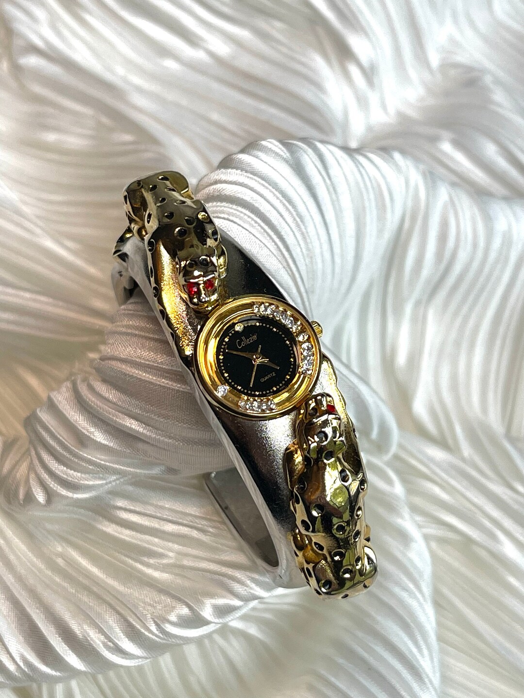 Vintage Collezio Rhinestone Leopard Cocktail Hinged Watch - Etsy