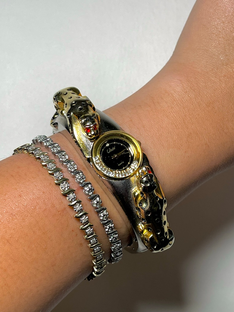 Vintage Collezio Rhinestone Leopard Cocktail Hinged Watch - Etsy