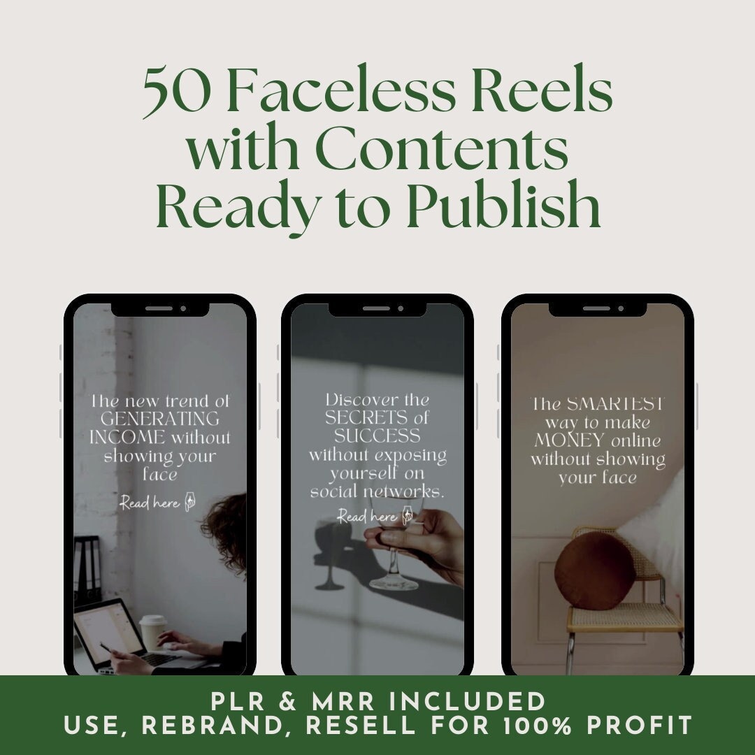 50 Faceless Reels, Master Resell Rights, Done for You Aesthetic Videos ...