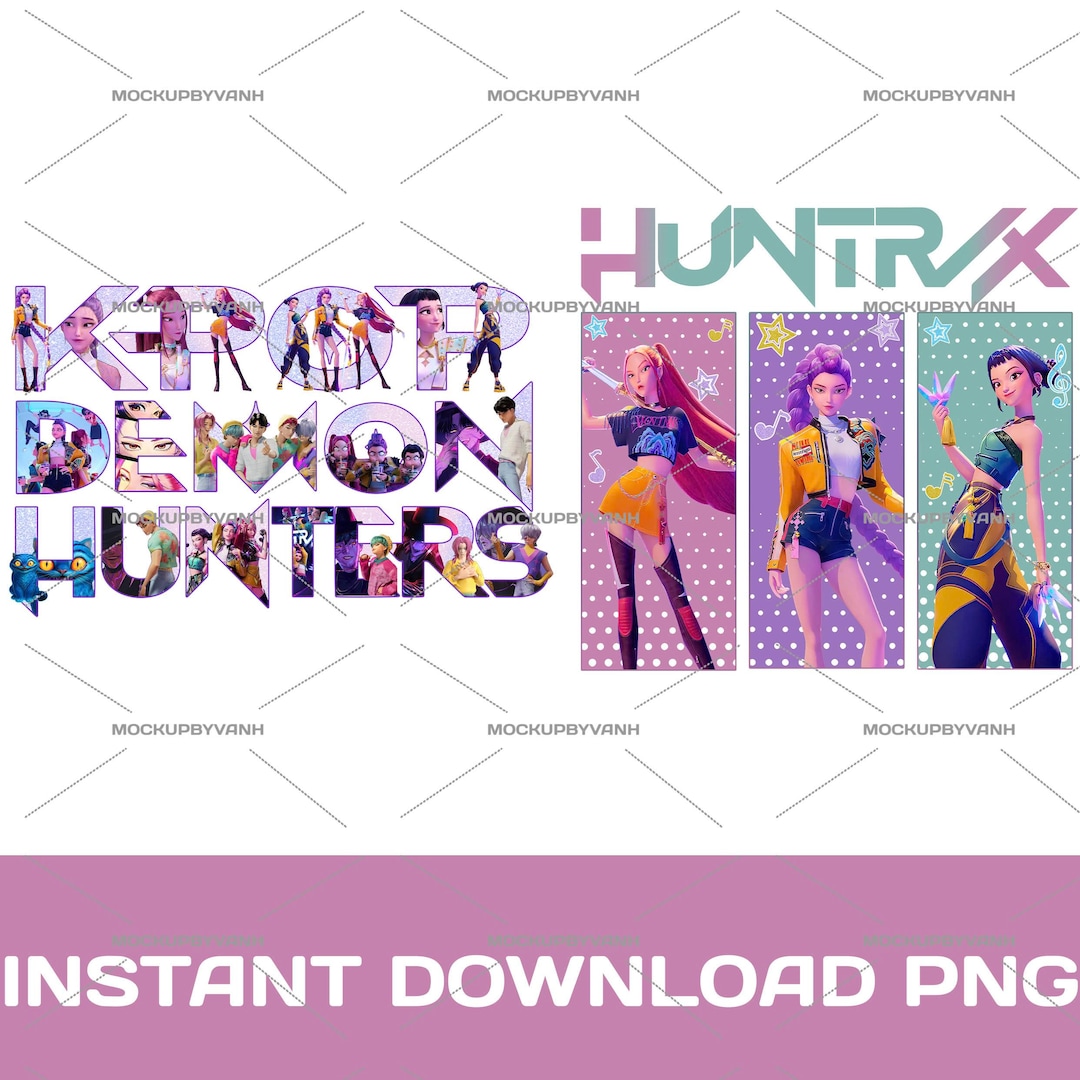 Huntrix Kpop PNG File, Demon Hunter Idol Group Design, Mira Rumi Joey ...
