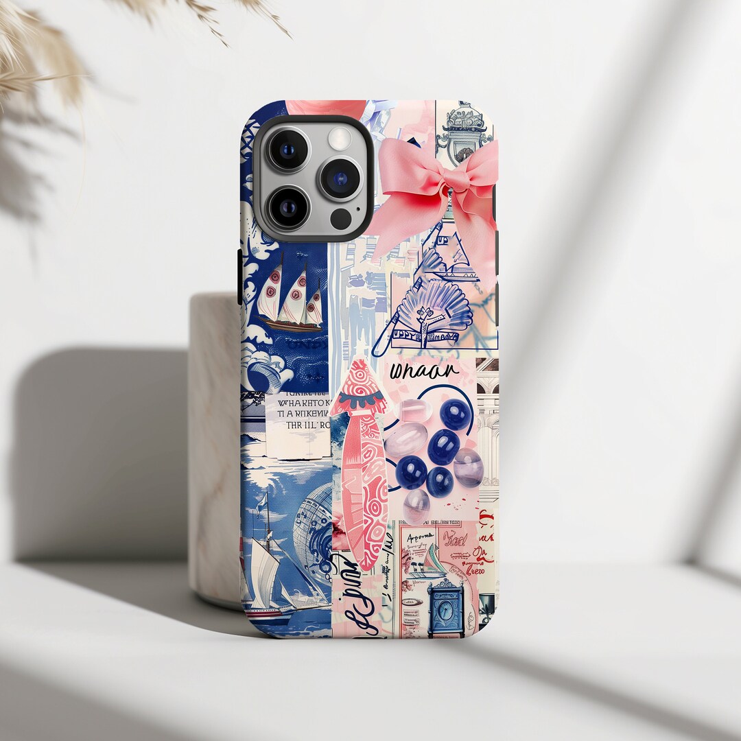 Blue Pink Coast Girly Collage Phone Case, Teenage Gift Cover for iPhone ...