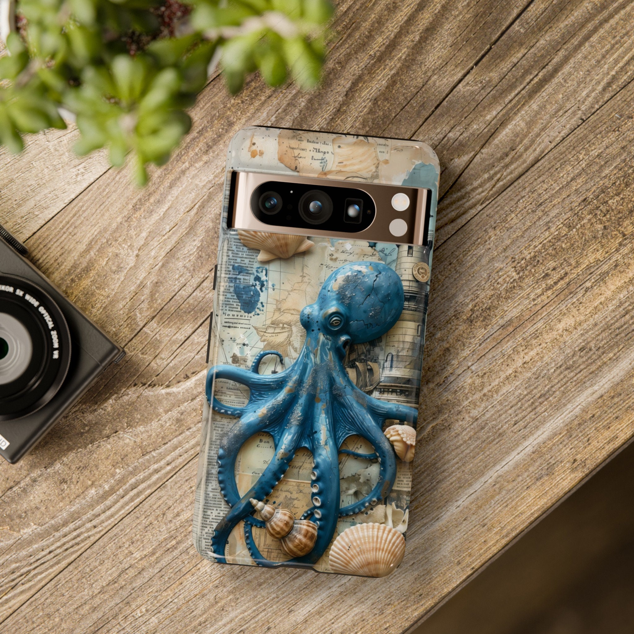 Octopus Ocean Collage Phone Case Sealife Scrapbook for iPhone 15 14 13 ...