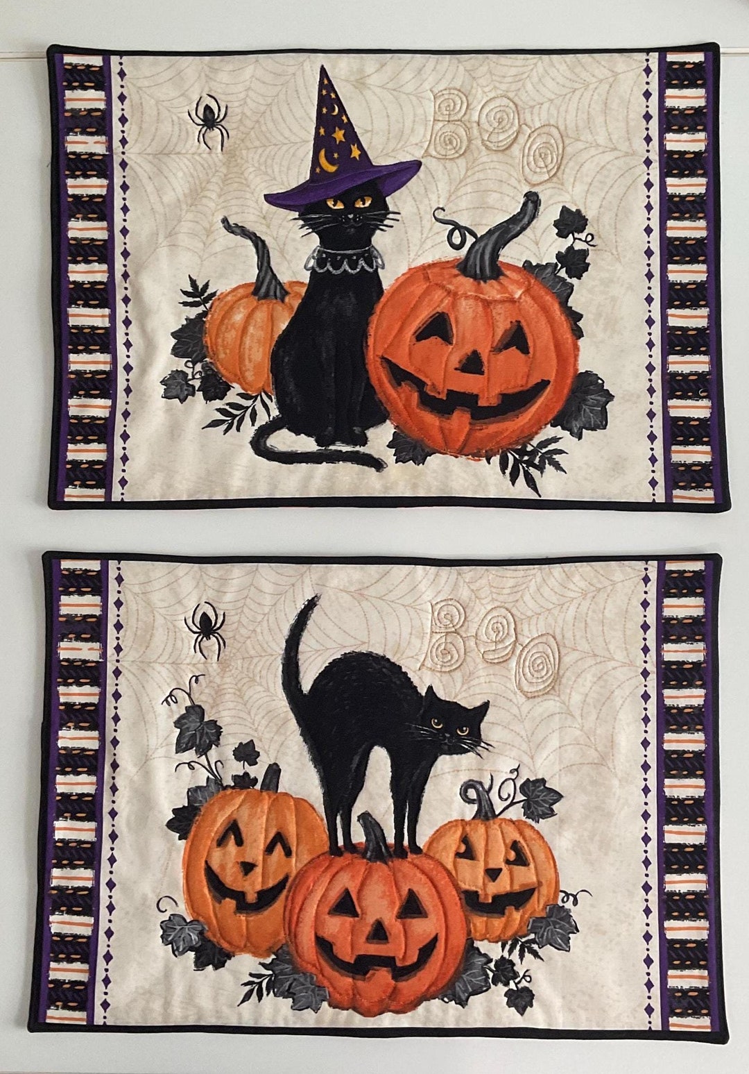 Boo Welcome Halloween Quilted Place Mats Handmade Set of Two - Etsy