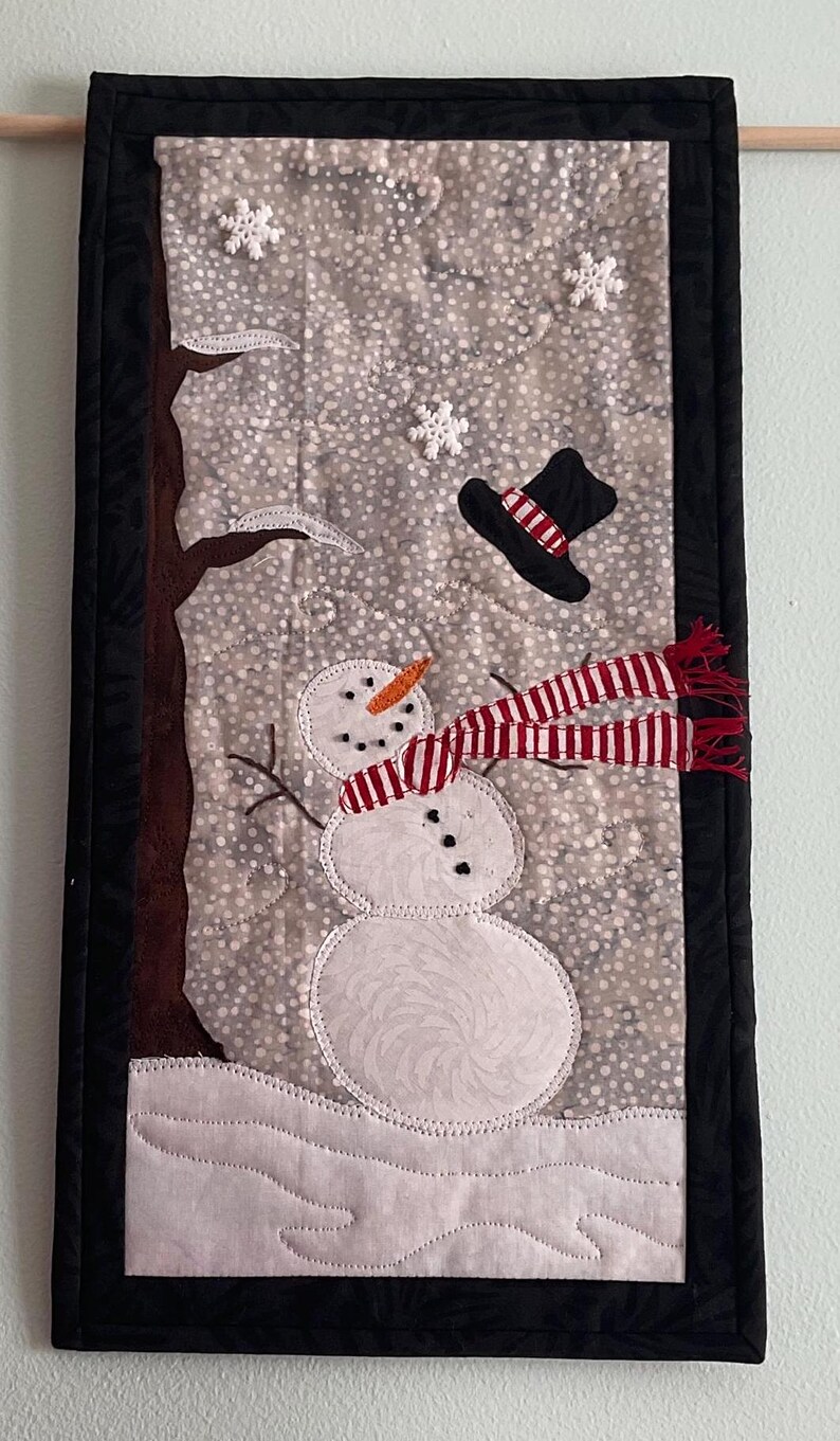 Windswept Snowman Quilted Wall Art Handmade - Etsy Windswept Snowman Quilted Wall Art Handmade - Etsy