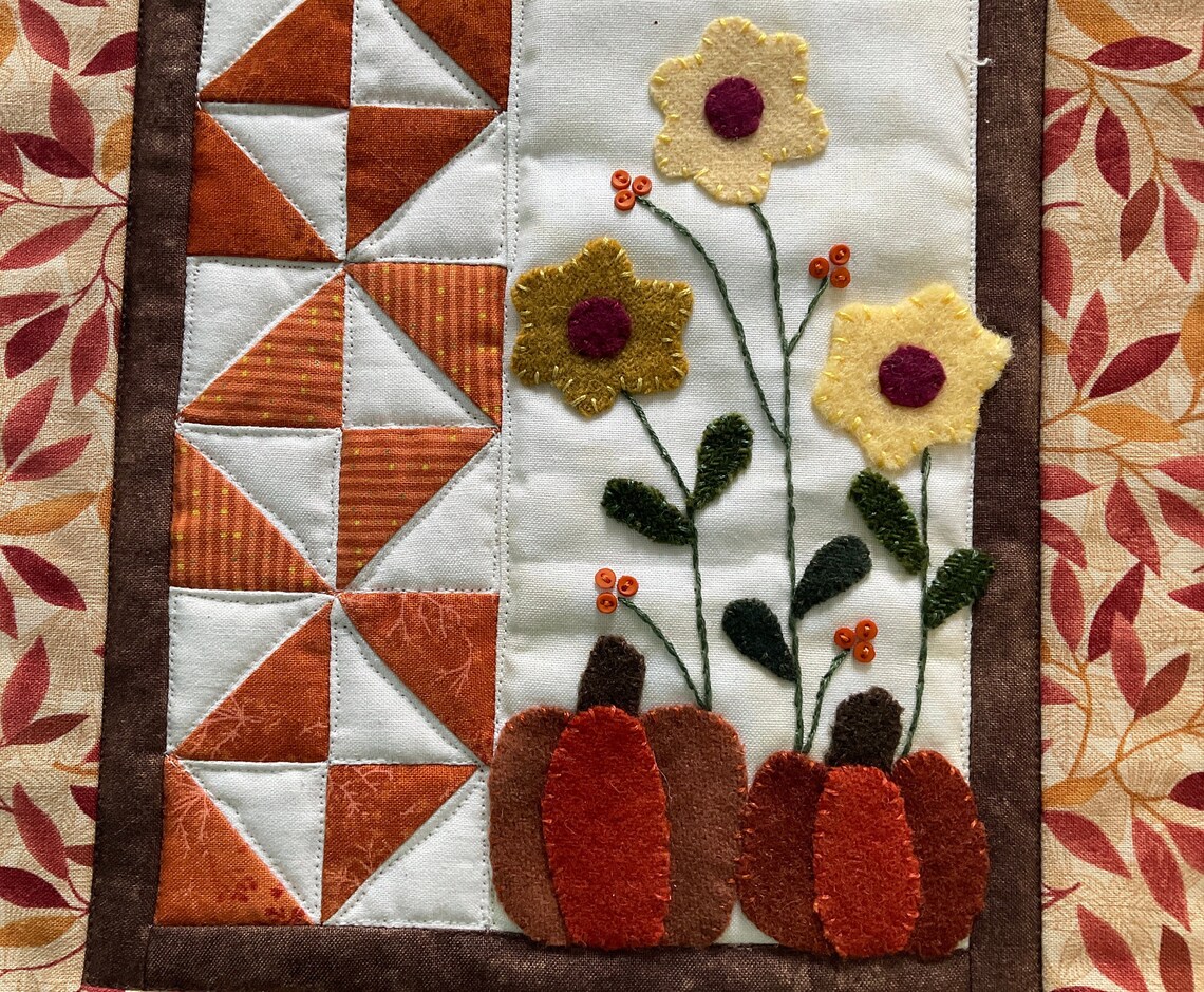 Welcome Fall Quilted Wall Art Wool Appliqué Handmade - Etsy