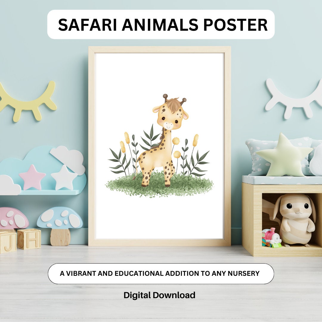 Safari Animals Poster, Safari Nursery Decor, Classroom Decoration ...
