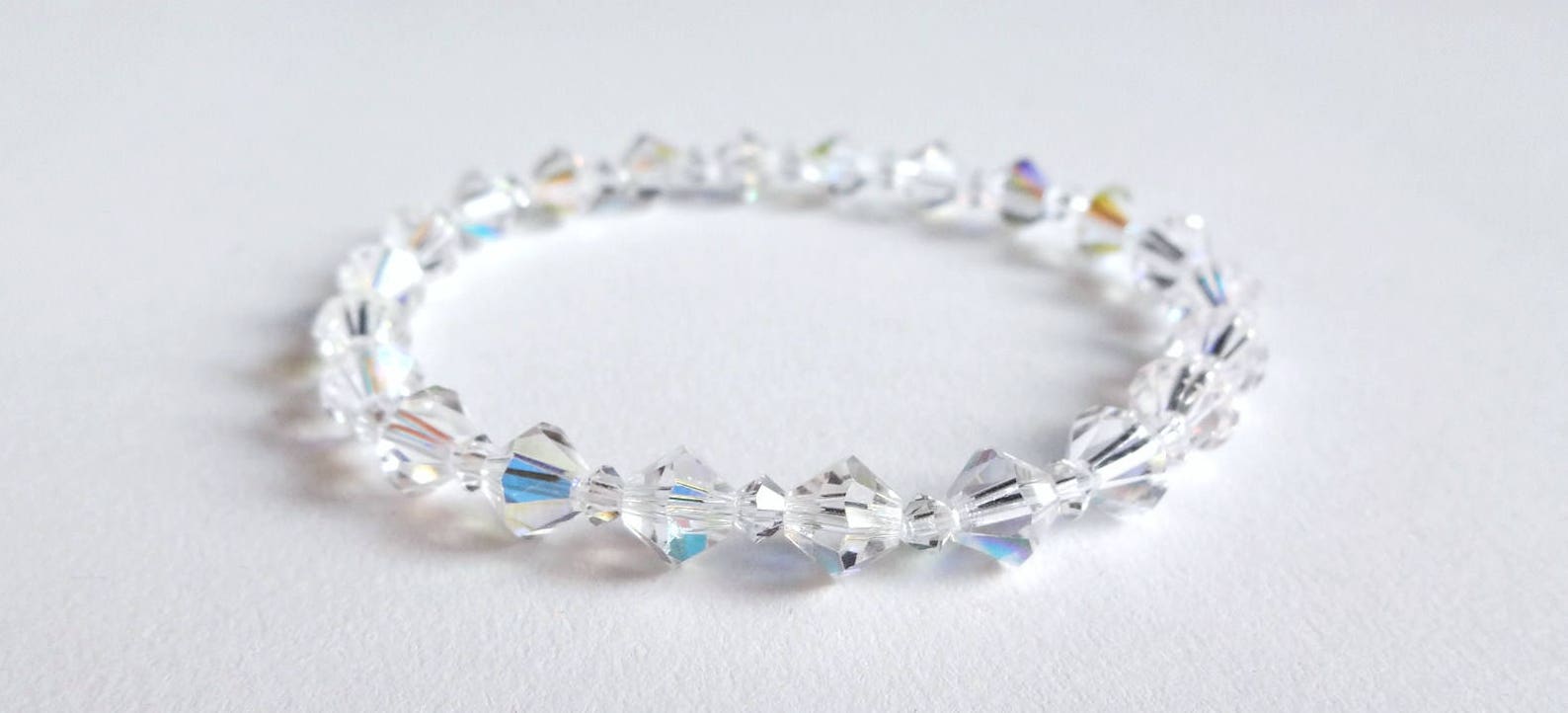 Swarovski Clear Crystal Handmade Stretch Bracelet, Woman Bracelet, Girl ...