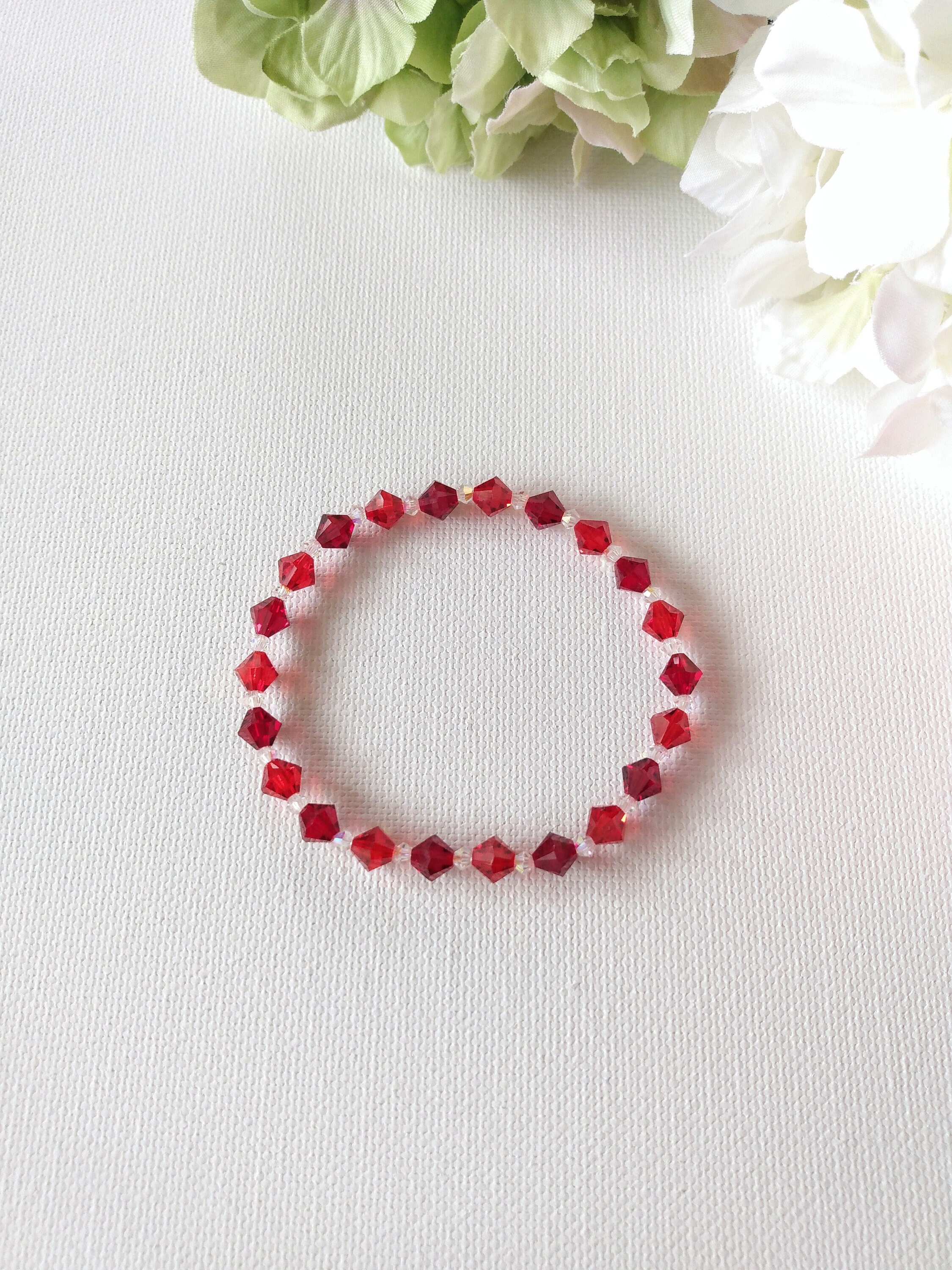 Swarovski Crystal Handmade Shades of Red Stretch Bracelet, Woman ...