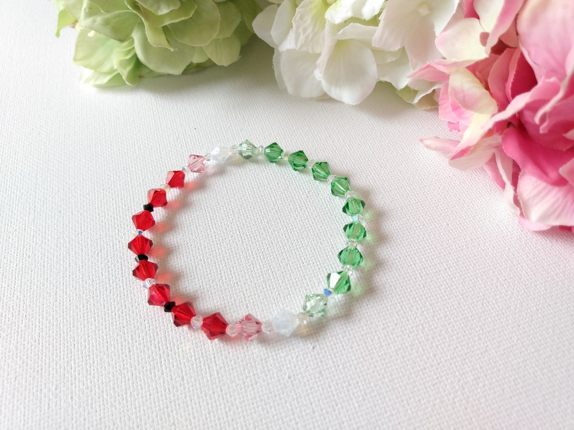 Swarovski Crystal Watermelon Stretch Handmade Bracelet Woman | Etsy