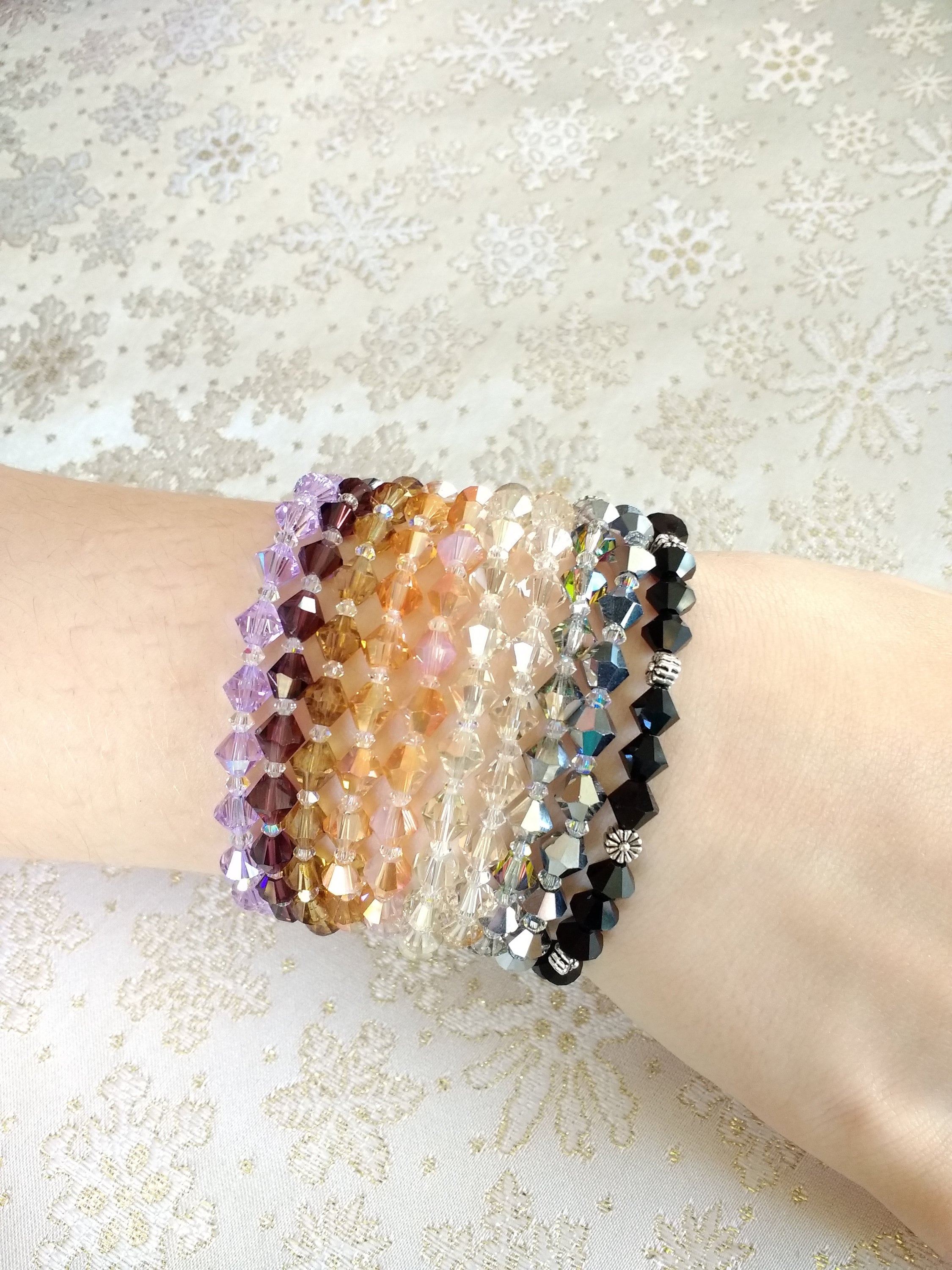 Swarovski Crystal Handmade Shades of Red Stretch Bracelet, Woman ...